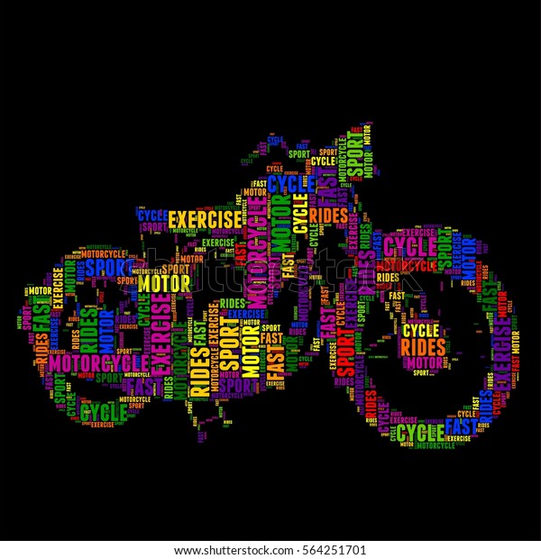 Motorcycle Typography Word Cloud Colorful Vector Stock Vector (Royalty ...