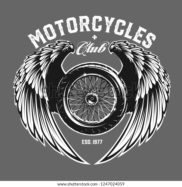 Motorcycle Wheel Wings Stock Vector (Royalty Free) 1247024059