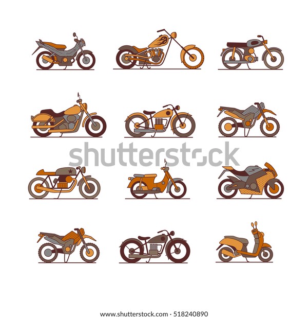 Motorcycles Icons Set Vector Illustration Stock Vector (Royalty Free ...