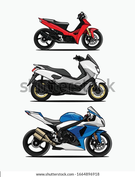 Motorcycles Modern Cartoon Vector Illustration Isolated 库存矢量图（免版税 ...