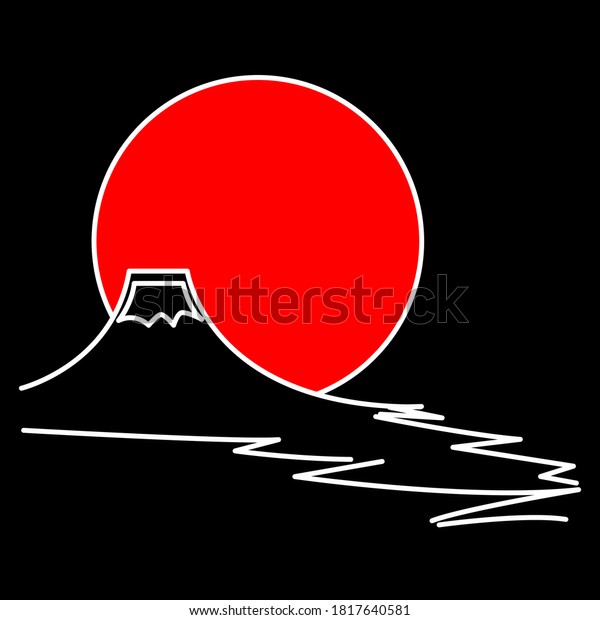Mount Fuji Japan Black Background Illustration Stock Vector (Royalty ...