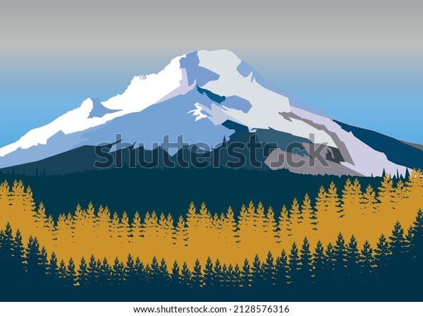 Mount Hood Oregon Abstract Mountain Forest Stock Vector (Royalty Free ...