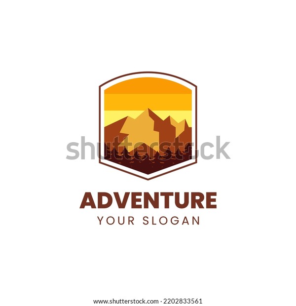Mountain Adventure Emblem Logo Design Stock Vector (Royalty Free ...
