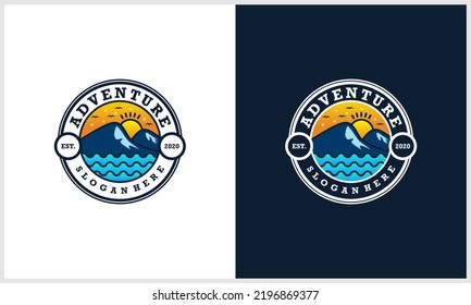 Mountain Adventure Sun Concept Logo Design Stock Vector (Royalty Free ...