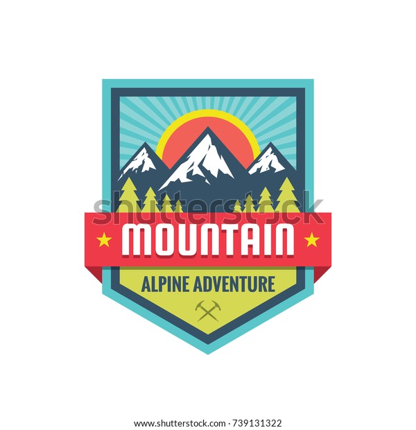 Mountain Alpine Adventure Vector Logo Template Stock Vector (Royalty ...