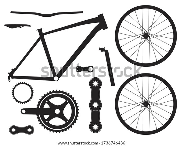 Mountain Bike Parts Flat Vector Illustration Stock Vector (Royalty Free ...