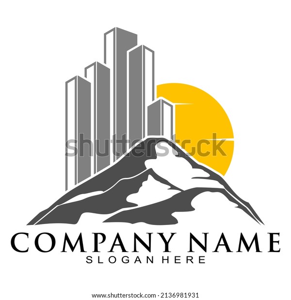 Logotipo de construcción de montañas y: vector de stock (libre de ...