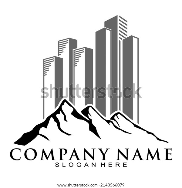 Mountain Building Vector Logo Stock Vector (Royalty Free) 2140566079 ...