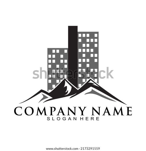 Mountain Building Vector Logo Stock Vector (Royalty Free) 2173291559 ...