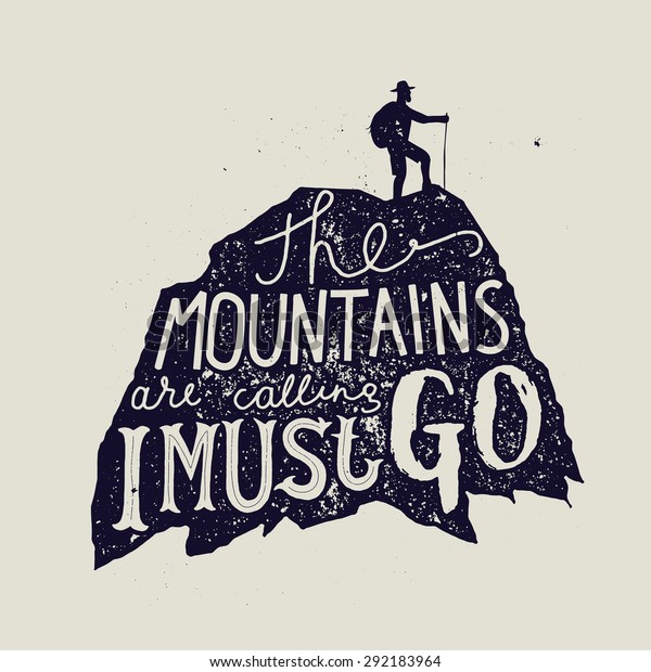 Mountain Calligraphy Hiker Silhouette Vector Illustration Stock Vector ...