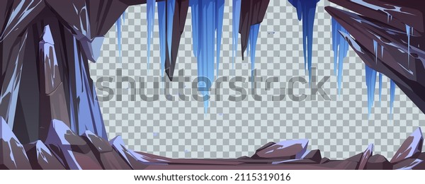 Mountain Cave Stone Arch Snow Icicles Stock Vector (Royalty Free ...