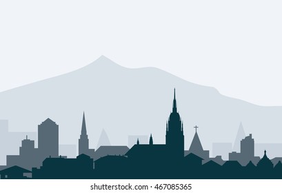 Mountain City Skyline Vector Stock Vector (Royalty Free) 467085365 ...