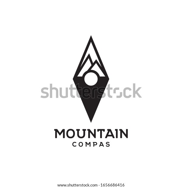 Mountain Compass Illustration Logo Design Vector Stock Vector (Royalty ...