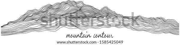 Mountain Contour Line Art Vector Landscape: Stock-Vektorgrafik ...