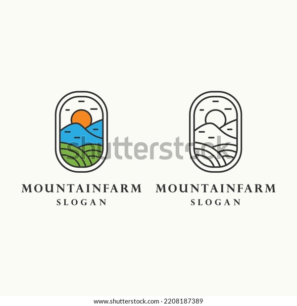 Mountain Farm Logo Icon Design Template Stock Vector (Royalty Free ...
