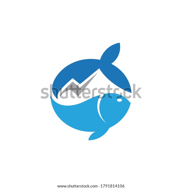 Mountain Fish Simple Flat Logo Template Stock Vector (Royalty Free ...