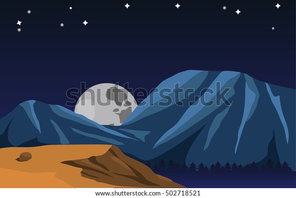 Mountain Forest Night Time Travel Sport: เวกเตอร์สต็อก (ปลอดค่า ...