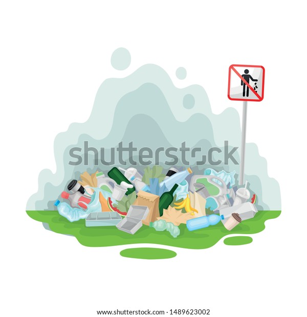 Mountain Garbage Green Meadow Vector Illustration Stock Vector (Royalty ...