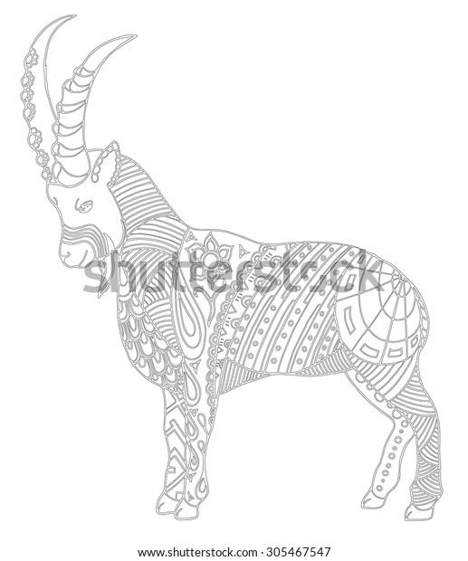 Mountain Goat Zentangle Stylized Vector Illustration Stock Vector ...