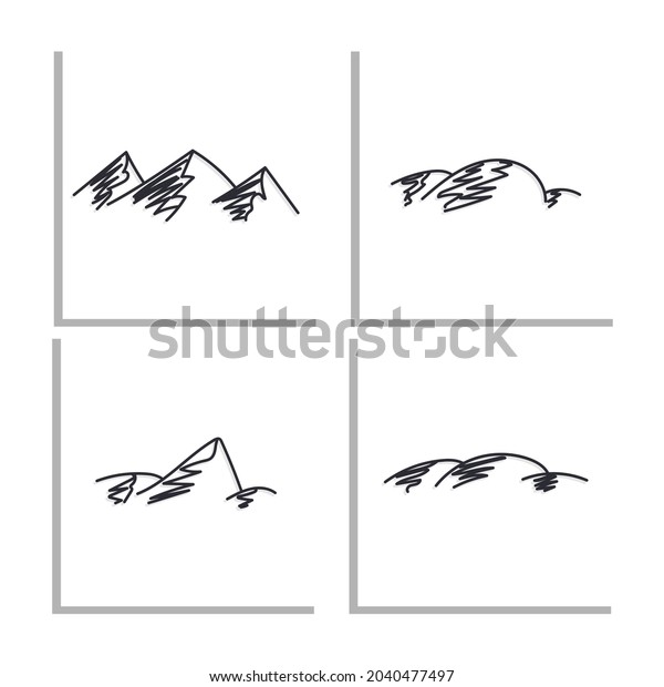 Mountain Hills Outline Isolated Drawing Vector Stock Vector (Royalty ...