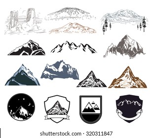 Mountain Icons Set Design Elements Symbols Stock Vector (Royalty Free ...