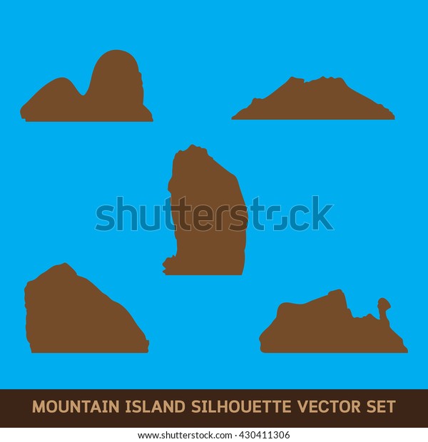 Mountain Island Silhouette Vector Illustrator Set: เวกเตอร์สต็อก (ปลอด ...