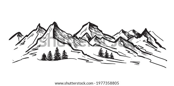 Mountain Landscape Hand Drawn Style Vector Stock Vector (Royalty Free ...