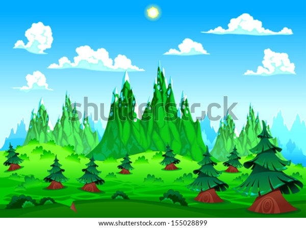 Mountain Landscape Vector Cartoon Illustration Stock Vector (Royalty ...