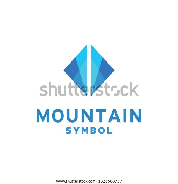 Mountain Logo Blue Icon Flat Symbol Stock Vector (Royalty Free ...