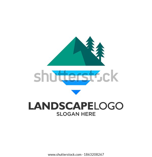 Mountain River Adventure Logo Design Stock Vector (Royalty Free ...
