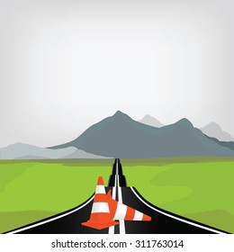 Mountain Road Vector Illustration Mountain Landscape Stock Vector ...