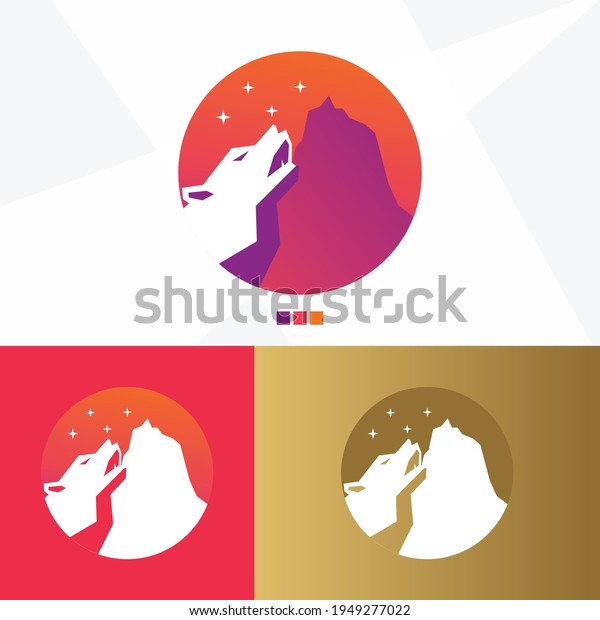 Mountain Roar Wolf Logo Elegant Stars Stock Vector (Royalty Free ...