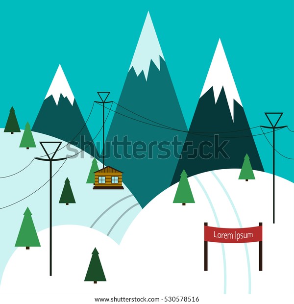 Mountain Ski Resort Vector Illustration Ski Stock Vector (Royalty Free ...