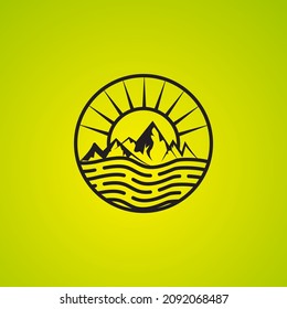 Mountain Sun River Logo Design Mountain Stock Vector (Royalty Free ...