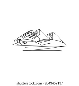 Mountain Valley Landscape Outline Vector Illustration Stock Vector ...