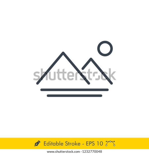 Mountain View Icon Vector Line Stroke Stock Vector (Royalty Free ...