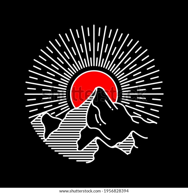 Mountain View On Japan Monoline Illustration Stock Vector (Royalty Free ...