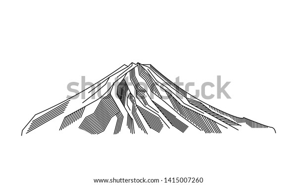 Mountain Volcano Line Art Vector Illustration Stock Vector (Royalty ...