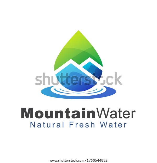Mountain Water Logo Concept Natural Fresh Stock Vector (Royalty Free ...