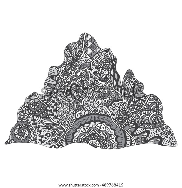 Mountain Zentangle Style Hand Drawn Vector: vector de stock (libre de ...