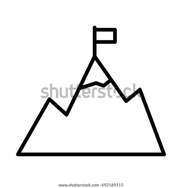Mountains Flag On Peak Line Icon Stock Vector (Royalty Free) 692169115 ...