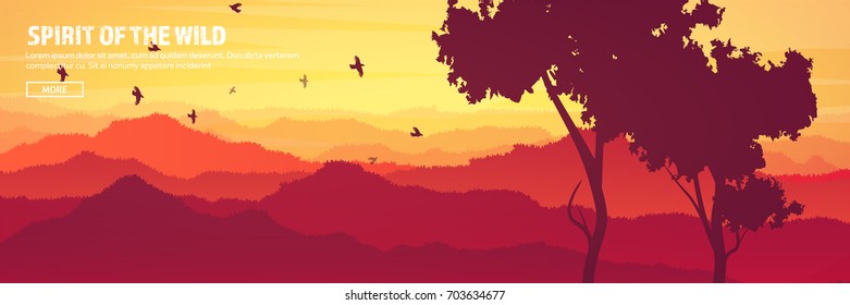 Mountains Forest Header Wild Nature Landscape Stock Vector (Royalty ...
