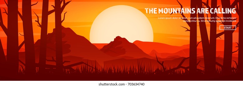 Mountains Forest Header Wild Nature Landscape Stock Vector (Royalty ...