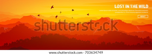 Mountains Forest Header Wild Nature Landscape Stock Vector (Royalty ...