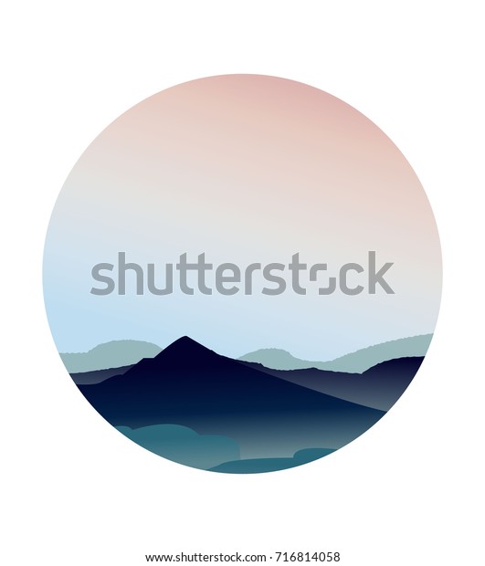 Mountains Landscape Circle Vector Illustration Flat stockvector ...