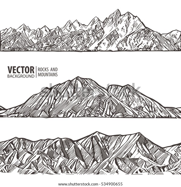 Mountains Ranges Set Nature Sketch Spiky Stock Vector (Royalty Free ...
