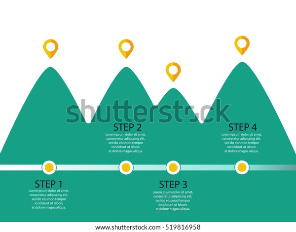 Mountains Silhouette Timeline Four Steps Diagram Stock-vektor ...