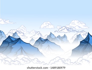 Mountains Sky Vector Illustration Graphics Stock Vector (Royalty Free ...
