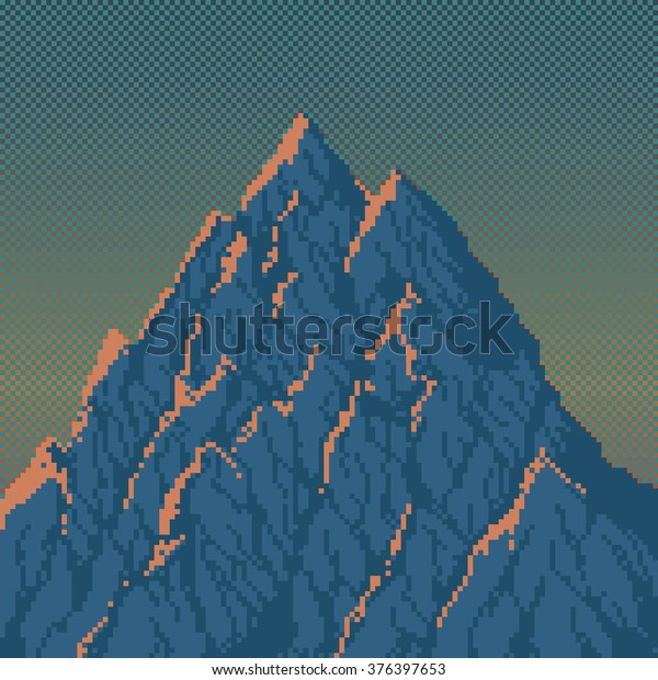 Mountains Sunrise Vector Illustration Pixel Art Stock-vektor ...