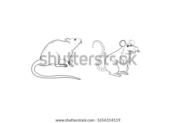 Mouse Animal Cartoon Vector Outline Illustration Stock Vector (Royalty ...